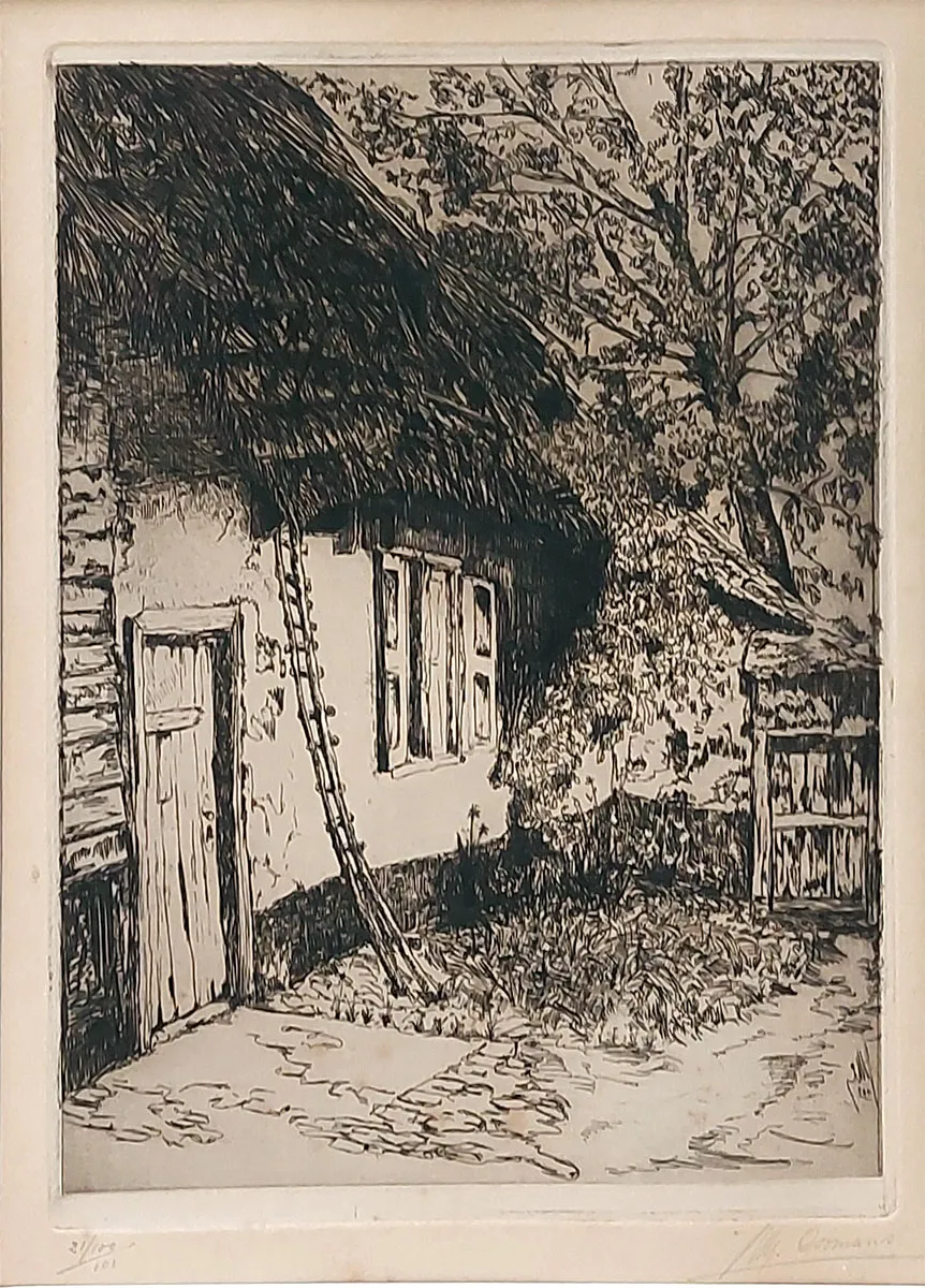 Een ets van een hoeve van de Belgische kunstenaar Johan Coomans kopen