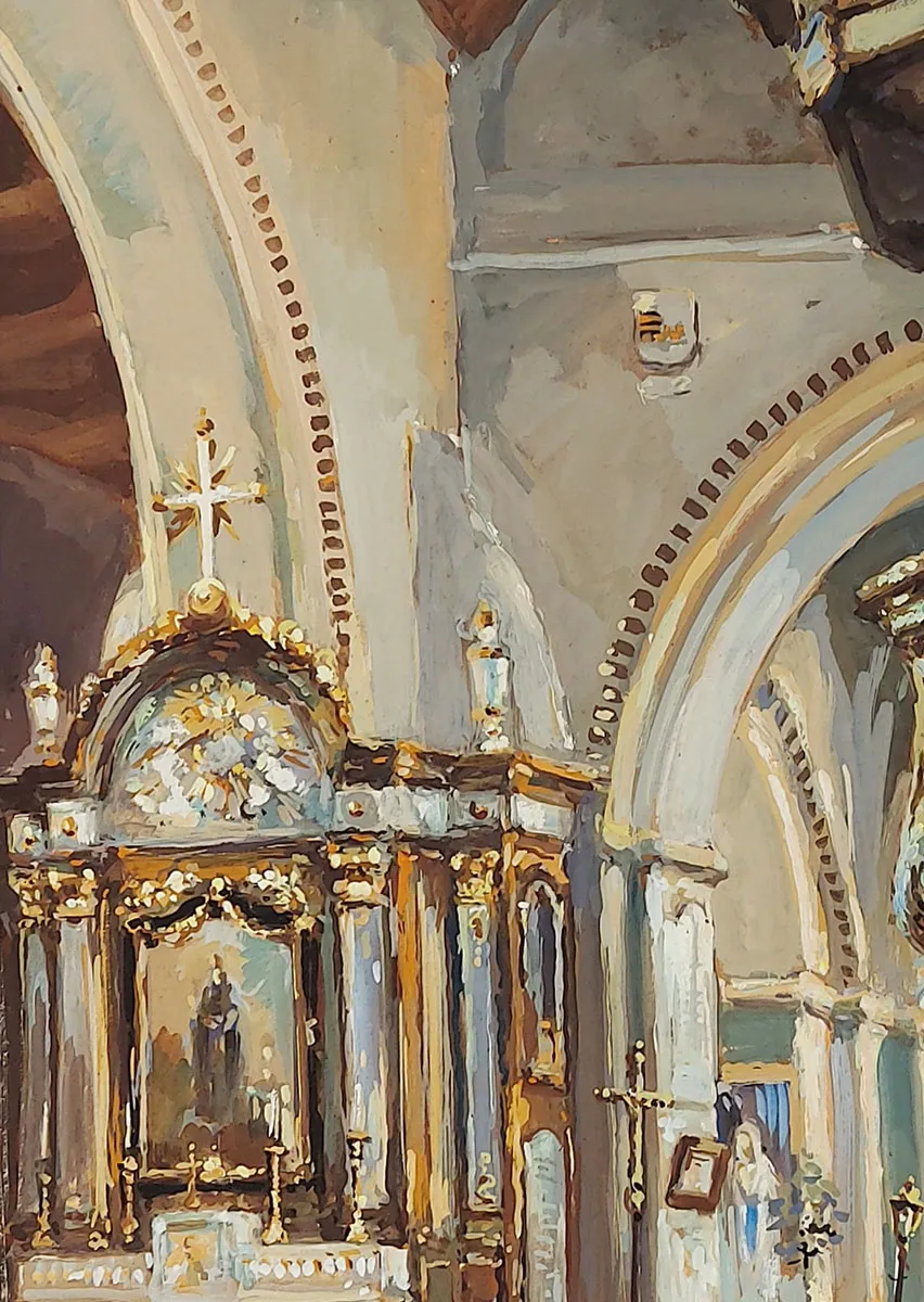 Goauche, waterverfschilderij van de kunstschilder Jules Boudry