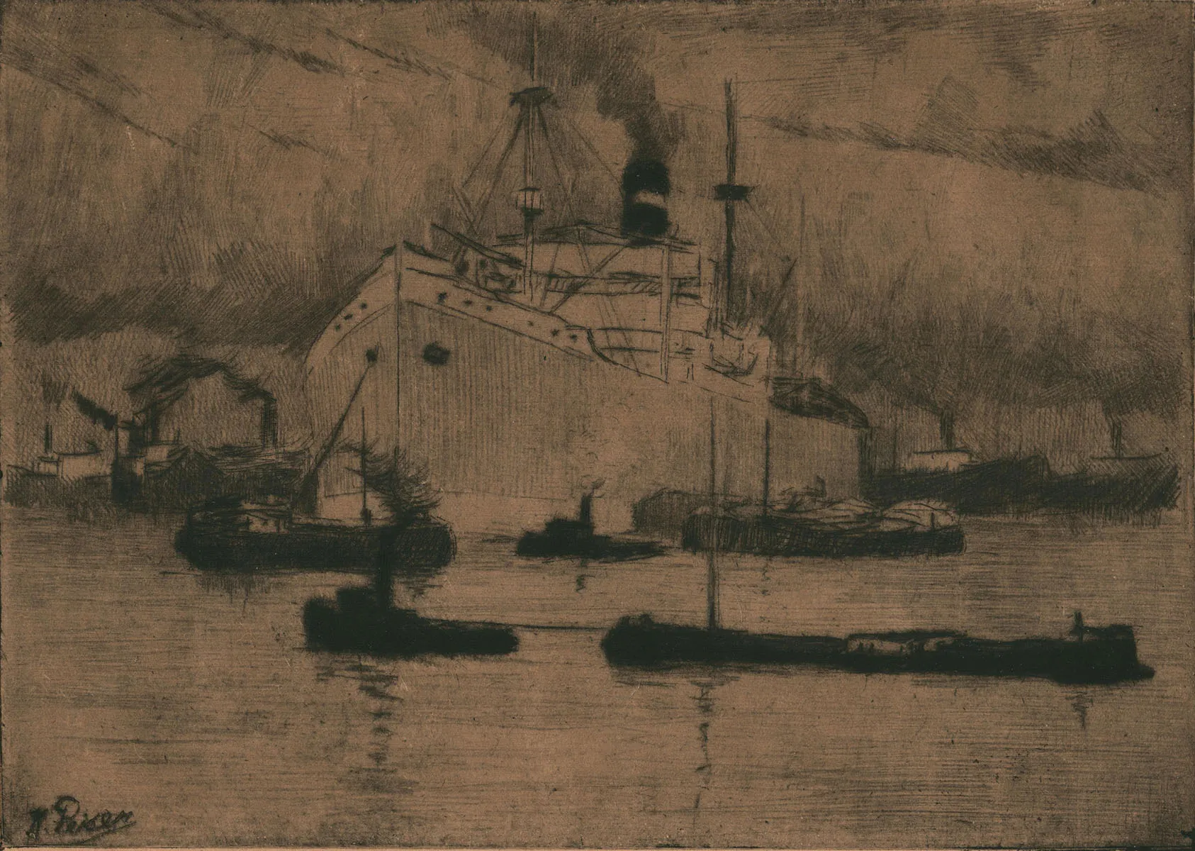 Buy an etching with boats by the Belgian graphic artist and etcher Kurt ...