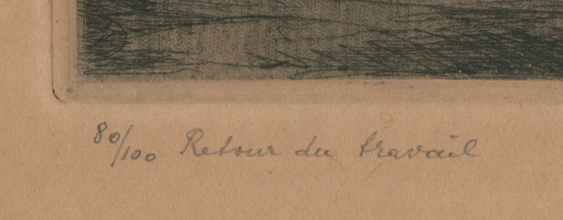 Buy an etching with returning workers by the etcher Kurt Peiser