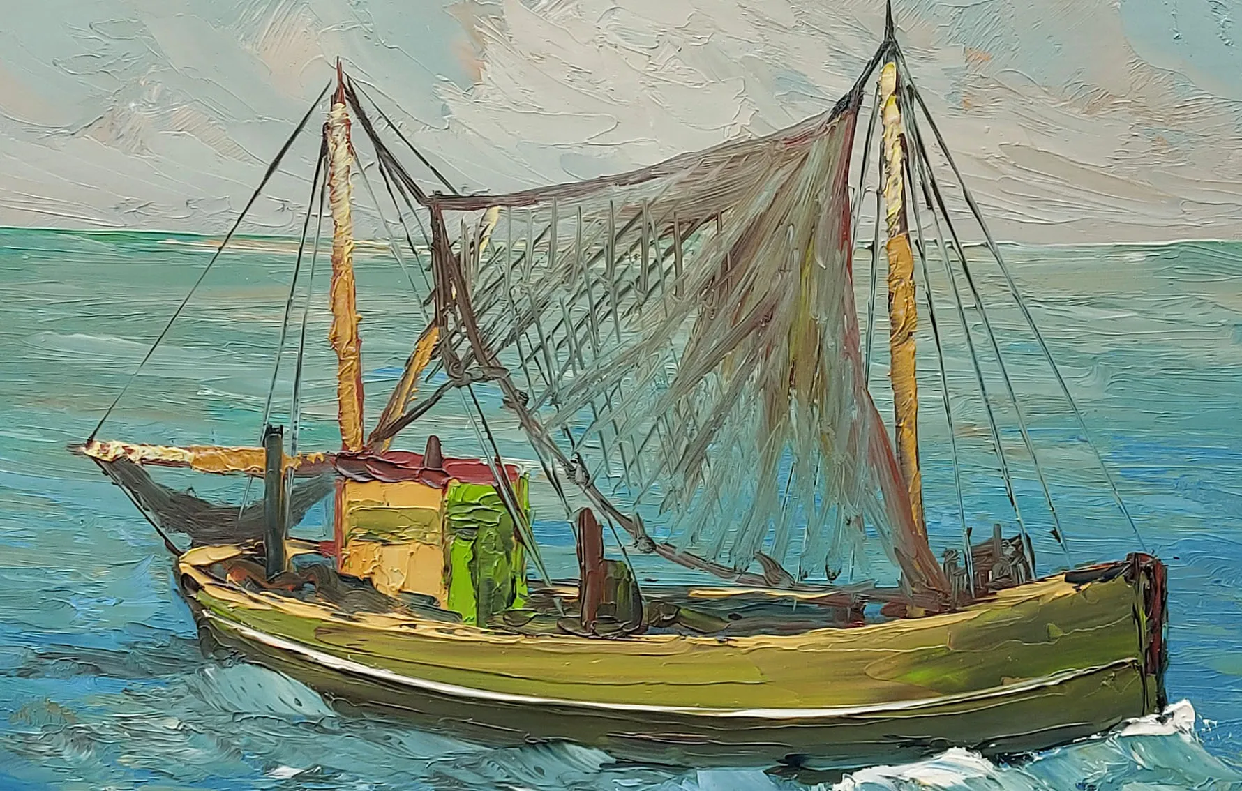 Boot op het water van de Belgische kunstschilder Leo Jordaens kopen