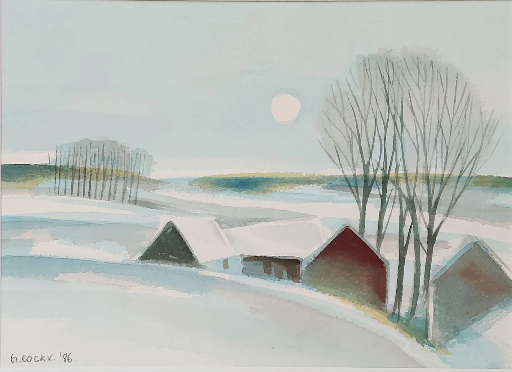 Strakke aquarel van de Belgische kunstschilder Marcel Cockx kopen