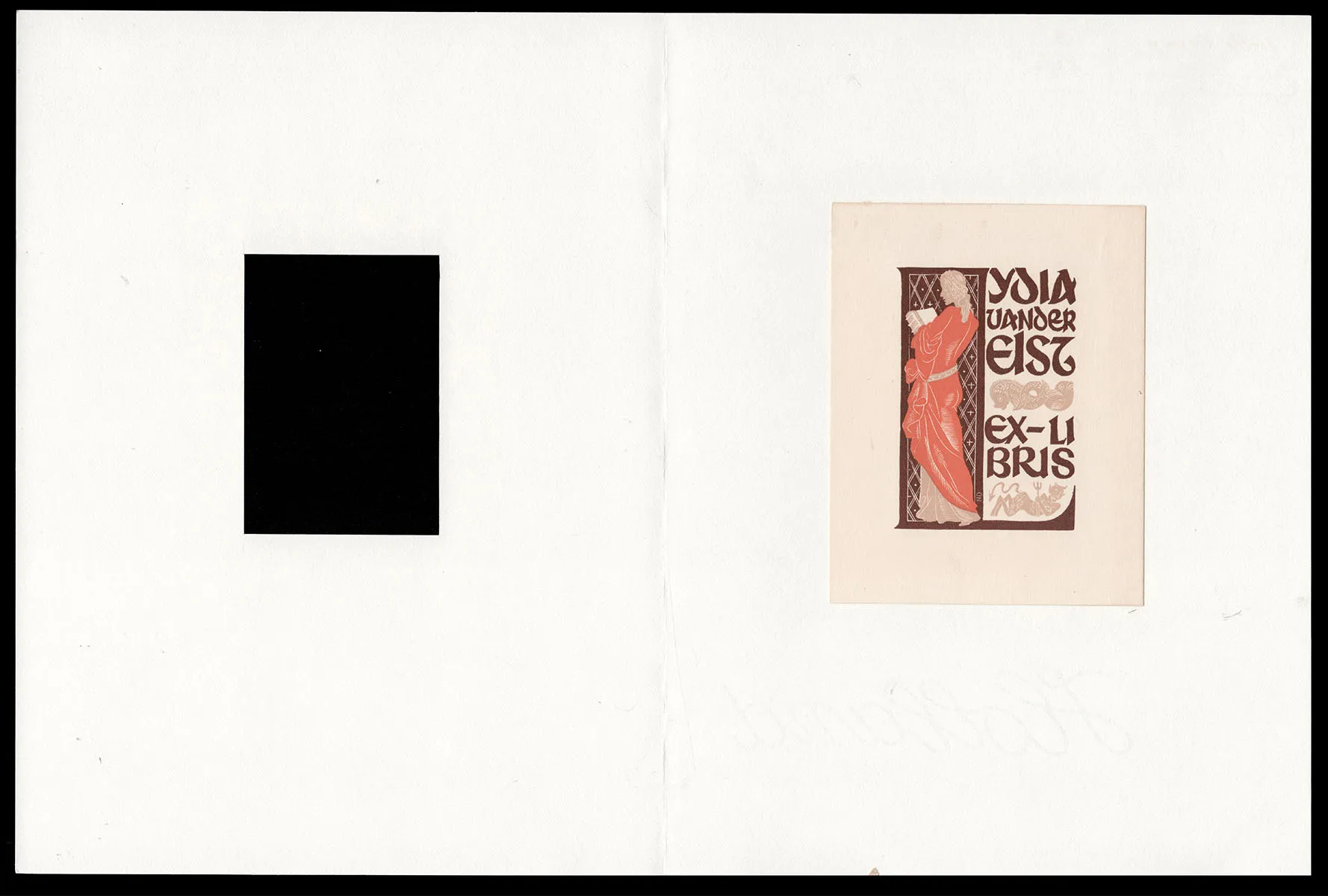 Ex Libris van de Belgische grafica Nelly Degouy kopen, een houtsnede