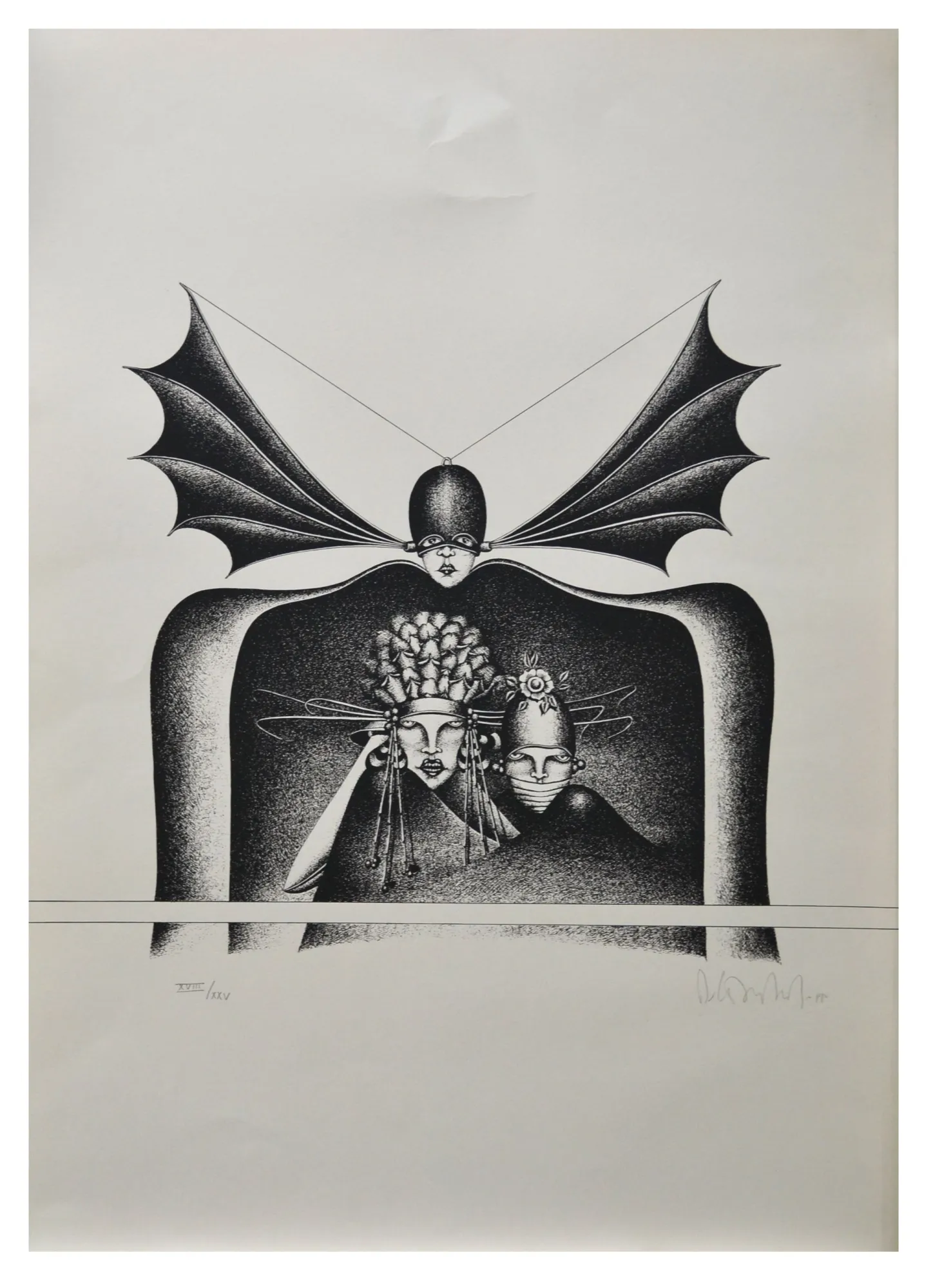 Getekende litho van Belgische kunstenaar Patrick Conrad