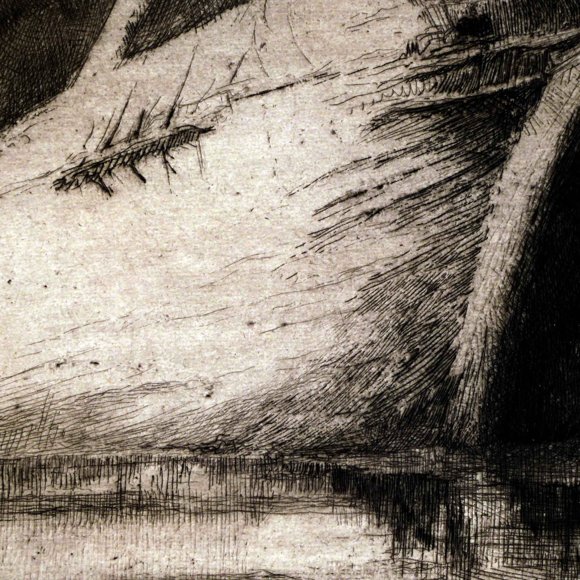 Belgische etser Kurt Peiser ets van een gestrande boot