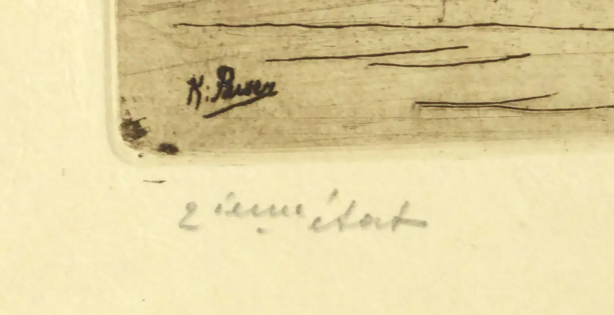 Ets van Kurt Peiser Linkeroever zicht op Kathedraal