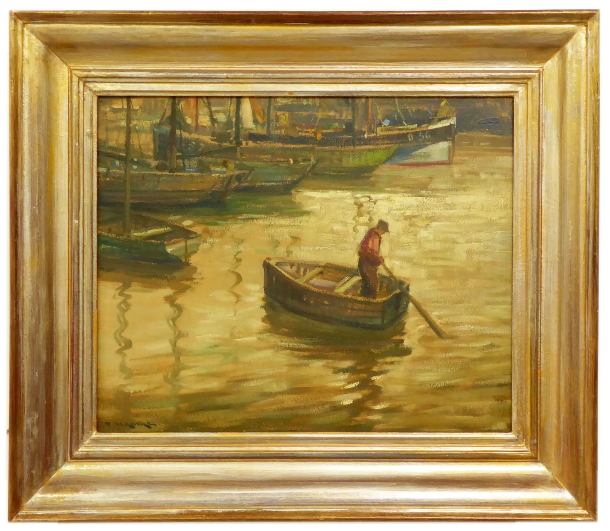 Bootje in Oostende door de schilder Pierre Verbeke