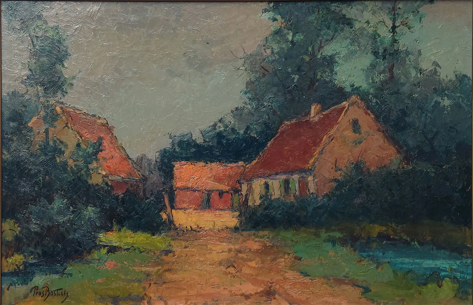 Farm, a painting by Belgian artist Pros Bosteels