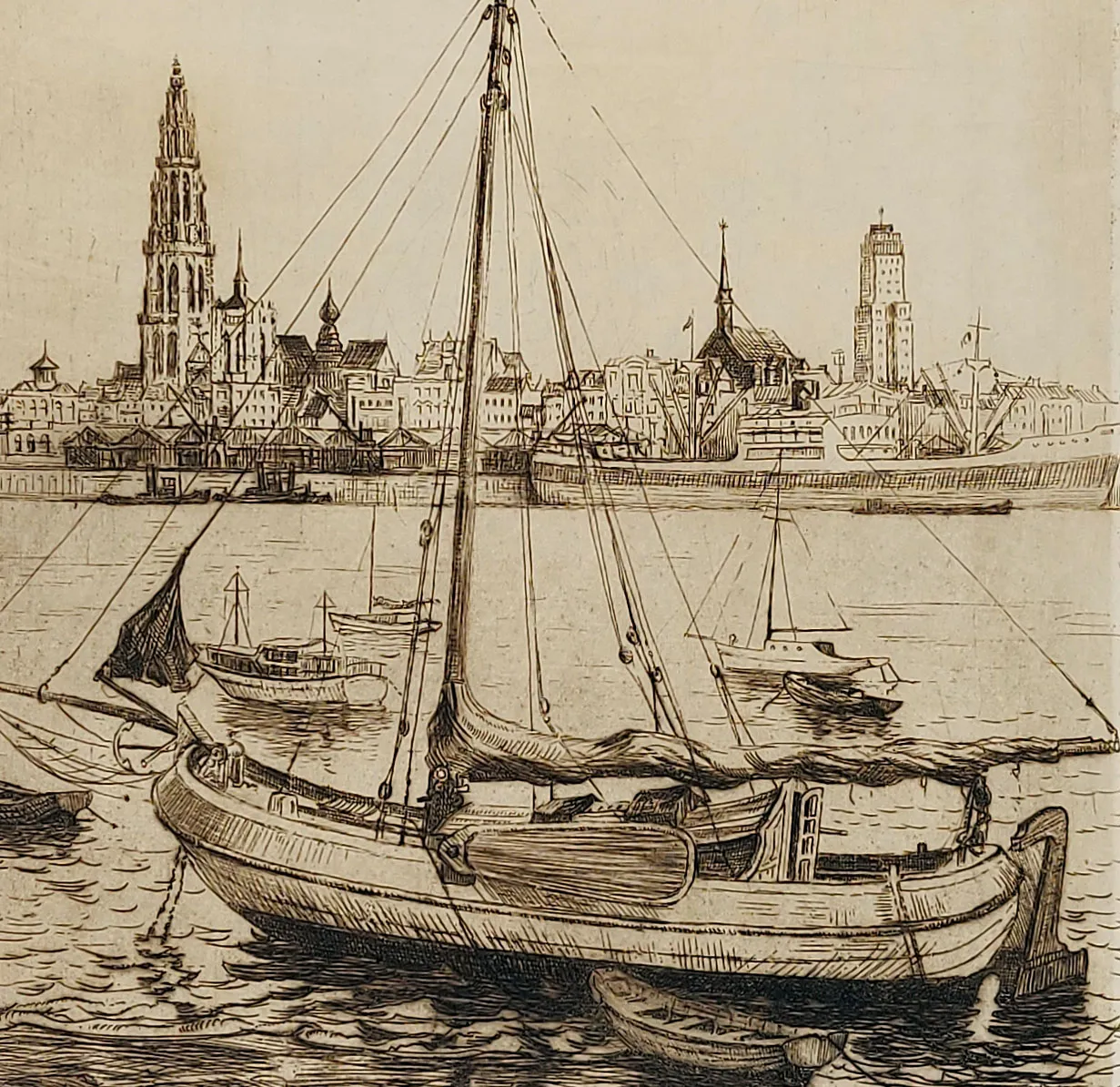 Boot boeier, ets kopen van de Belgische etser Romain Malfliet