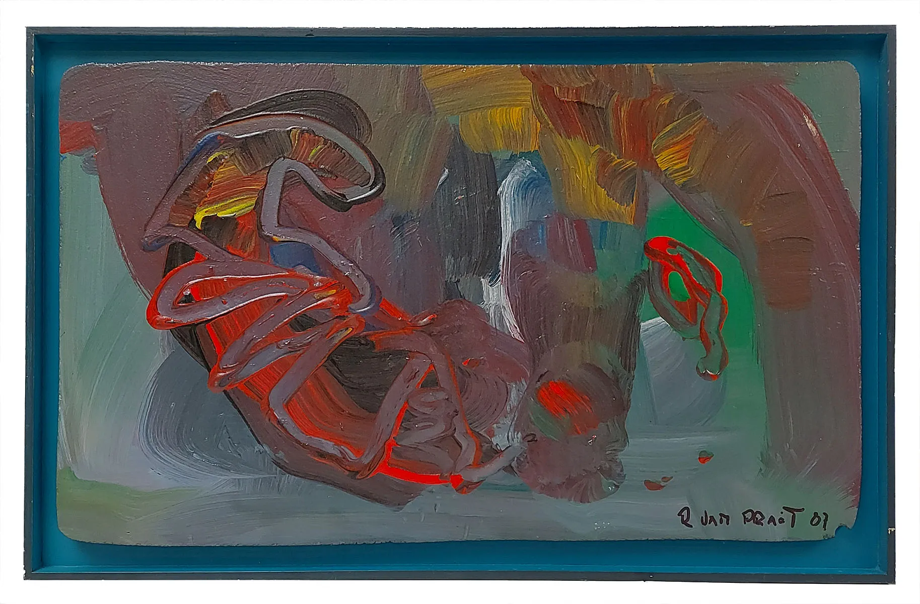 Abstract schilderij van de Belgische kunstenaar Remi Van Praet uit 1987