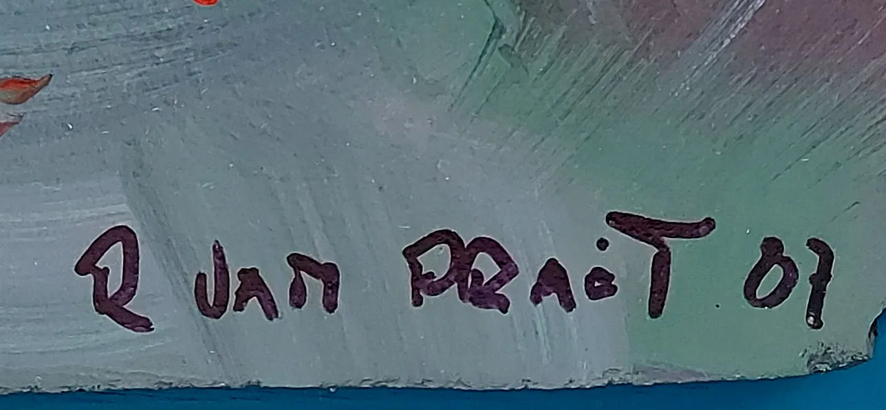 Abstract schilderij van de Belgische kunstenaar Remi Van Praet uit 1987