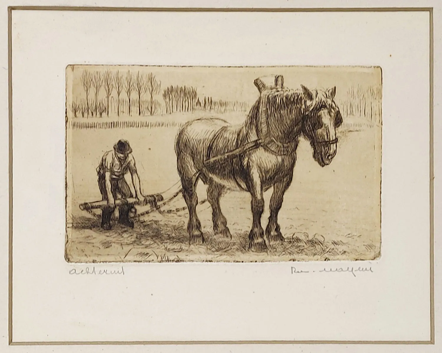 Ets met boerenpaard kopen van de Belgische etser Romain Malfliet