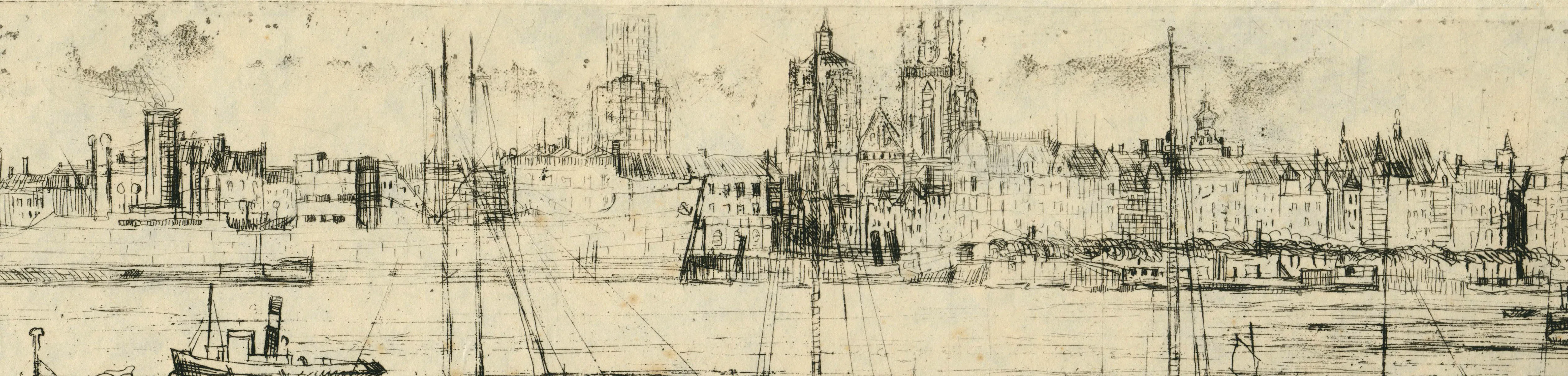 Langs de Schelde, ets kopen van de Belgische etser Romain Malfliet