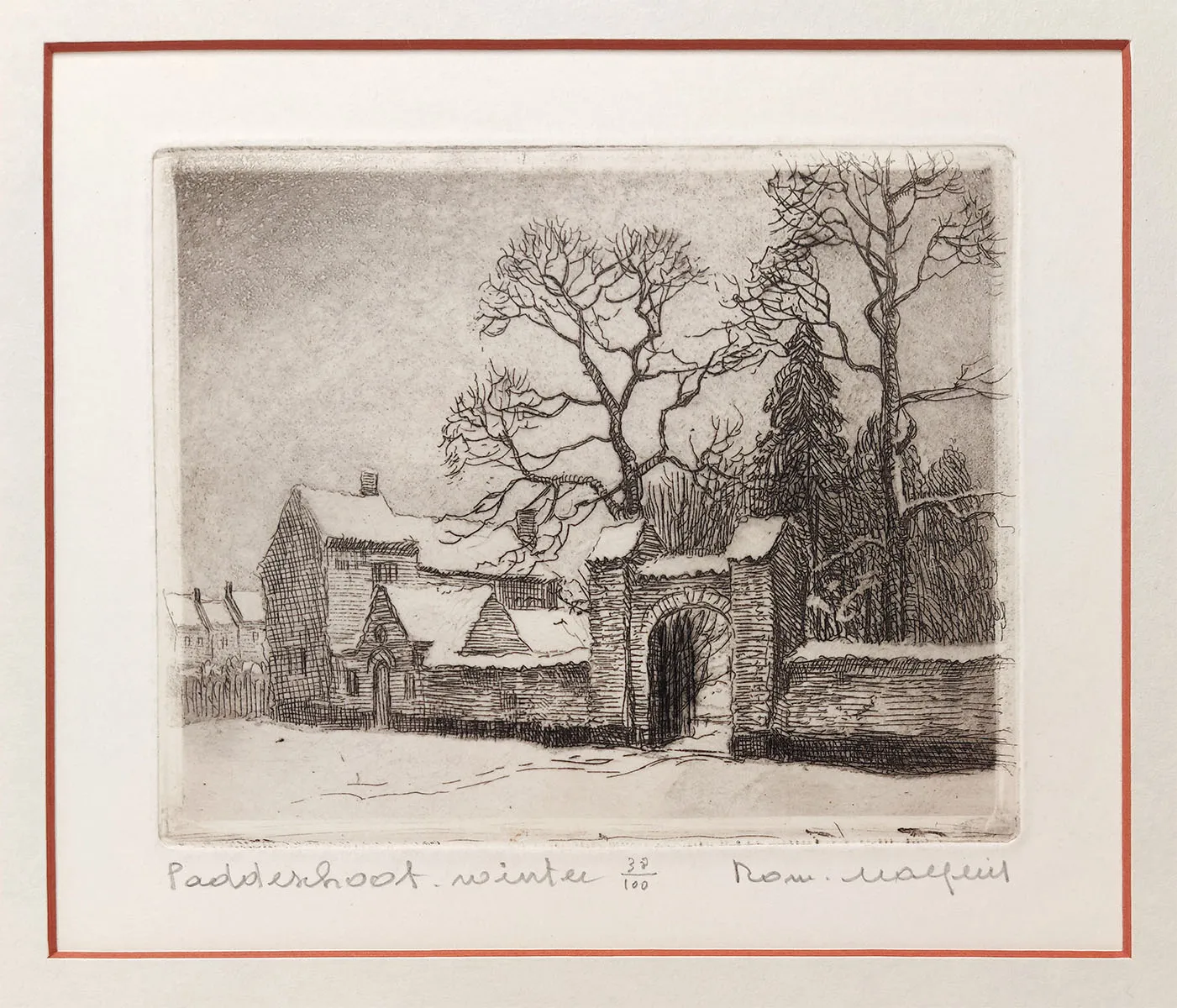 Paddeschoot Winter, ets van de Belgische etser Romain Malfliet