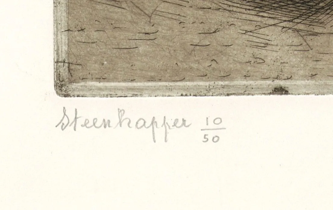 Grote ets van een Steenkapper van de Belgische etser Romain Malfliet