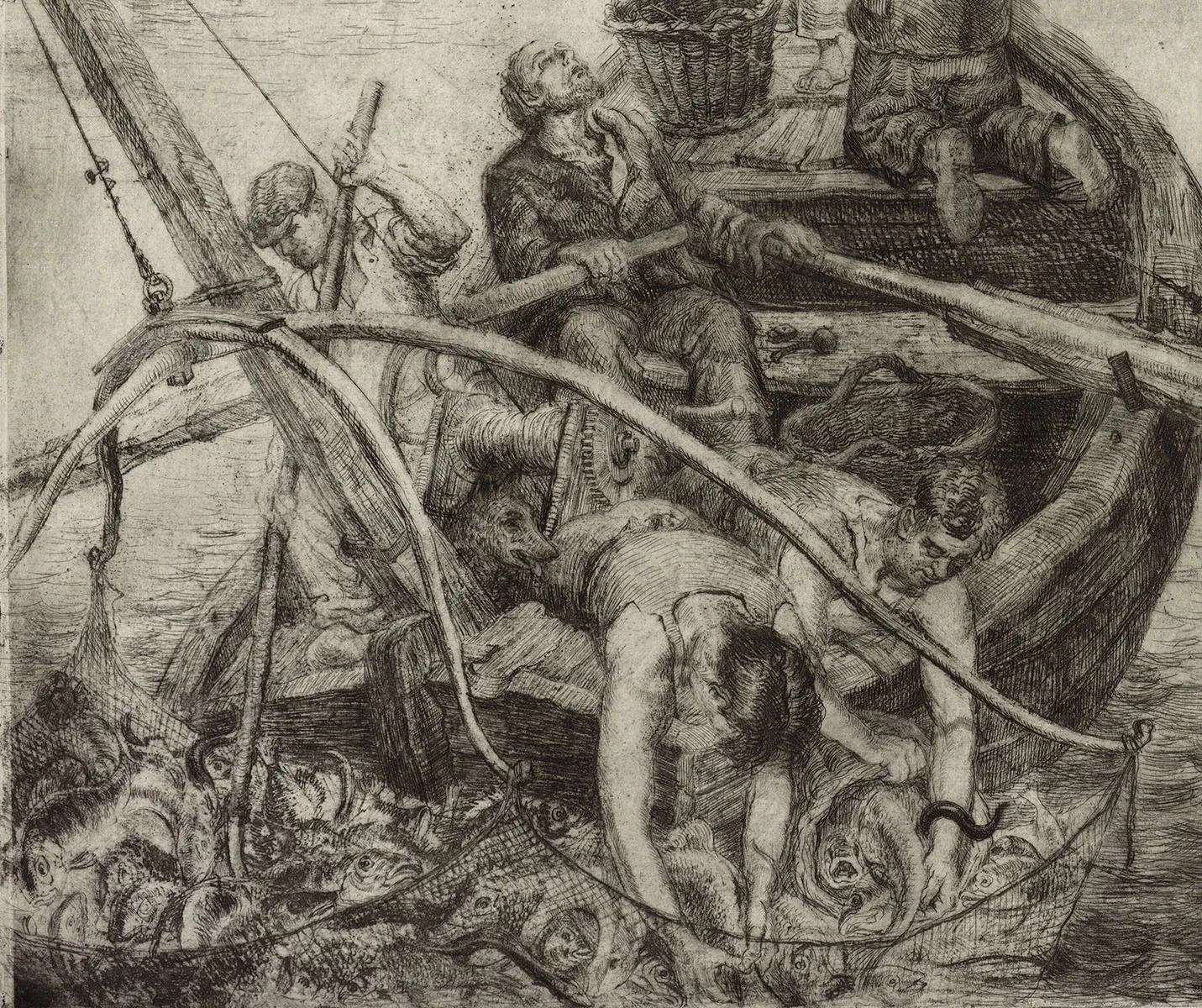 Wonderbare Visvangst, ets van de Belgische kunstenaar Romain Malfliet