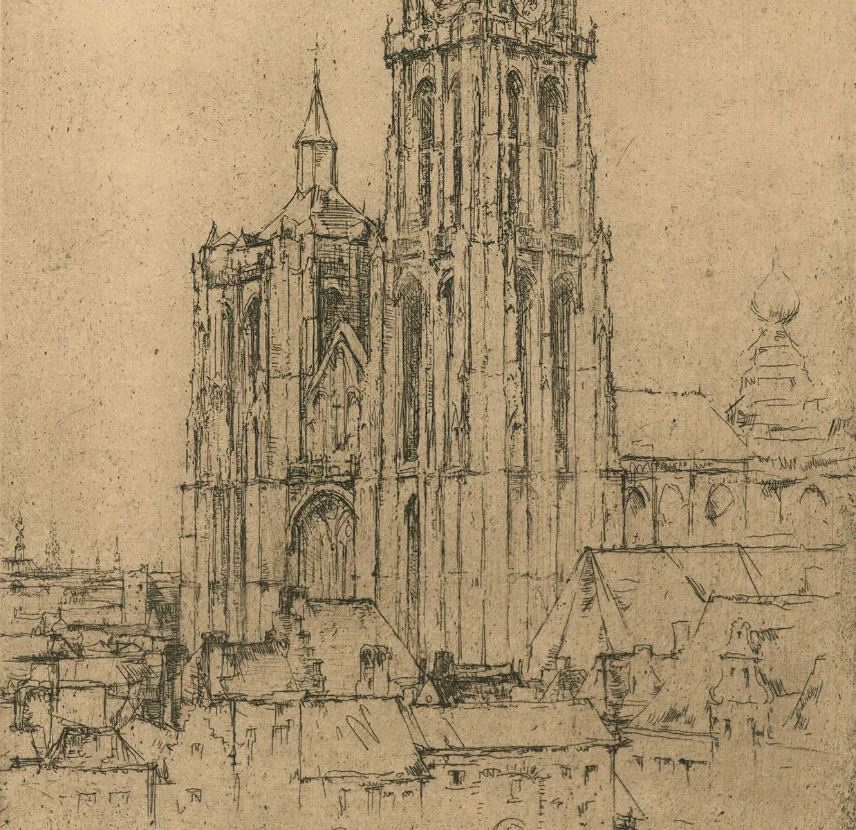 Ets van de kathedraal van de Antwerpse kunstenaar Walter Vaes kopen