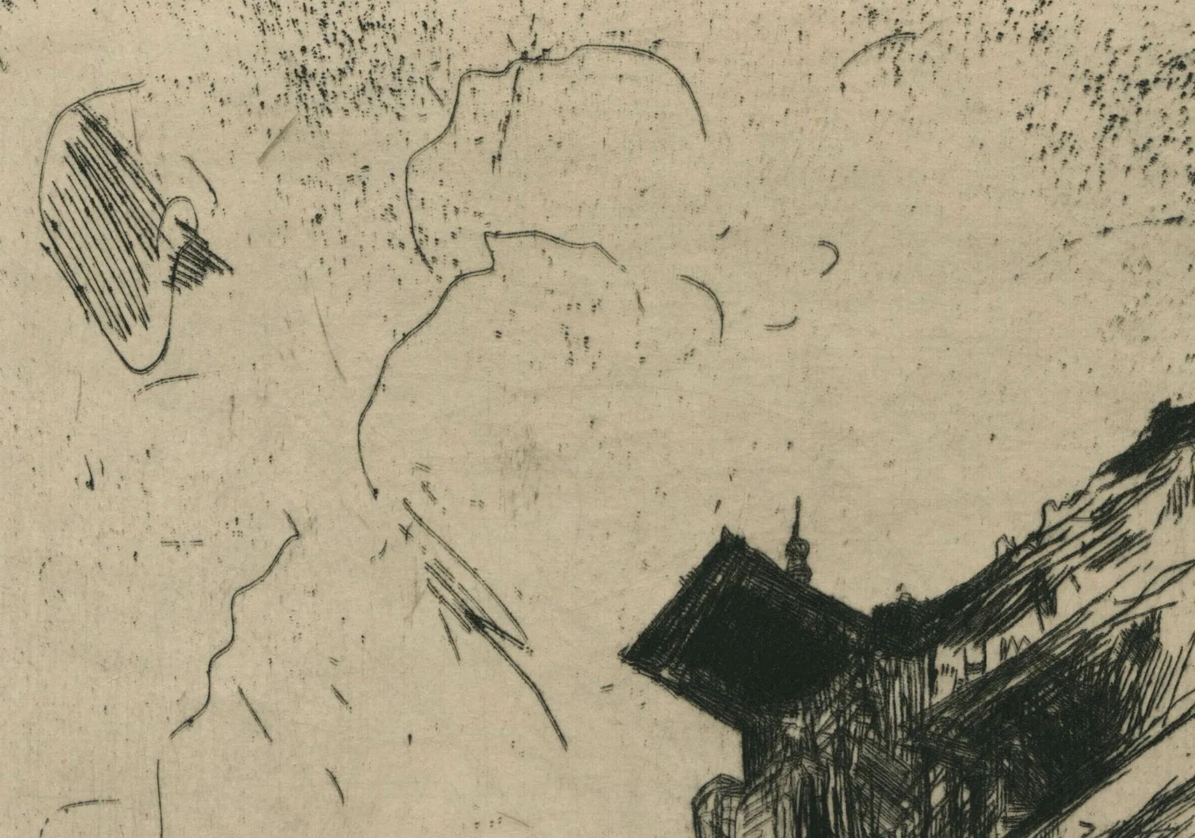 Gravure "La Tour" par W. Vaes de 1905