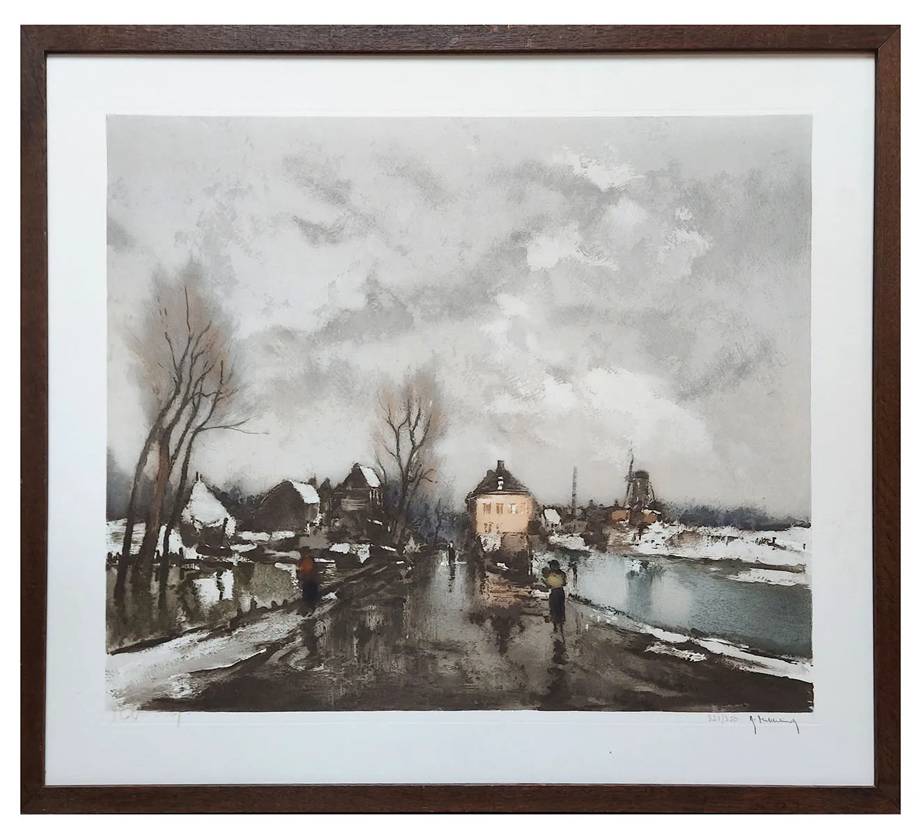 Buy lithograph by Roger Hebbelinck, water pump in beguinage
