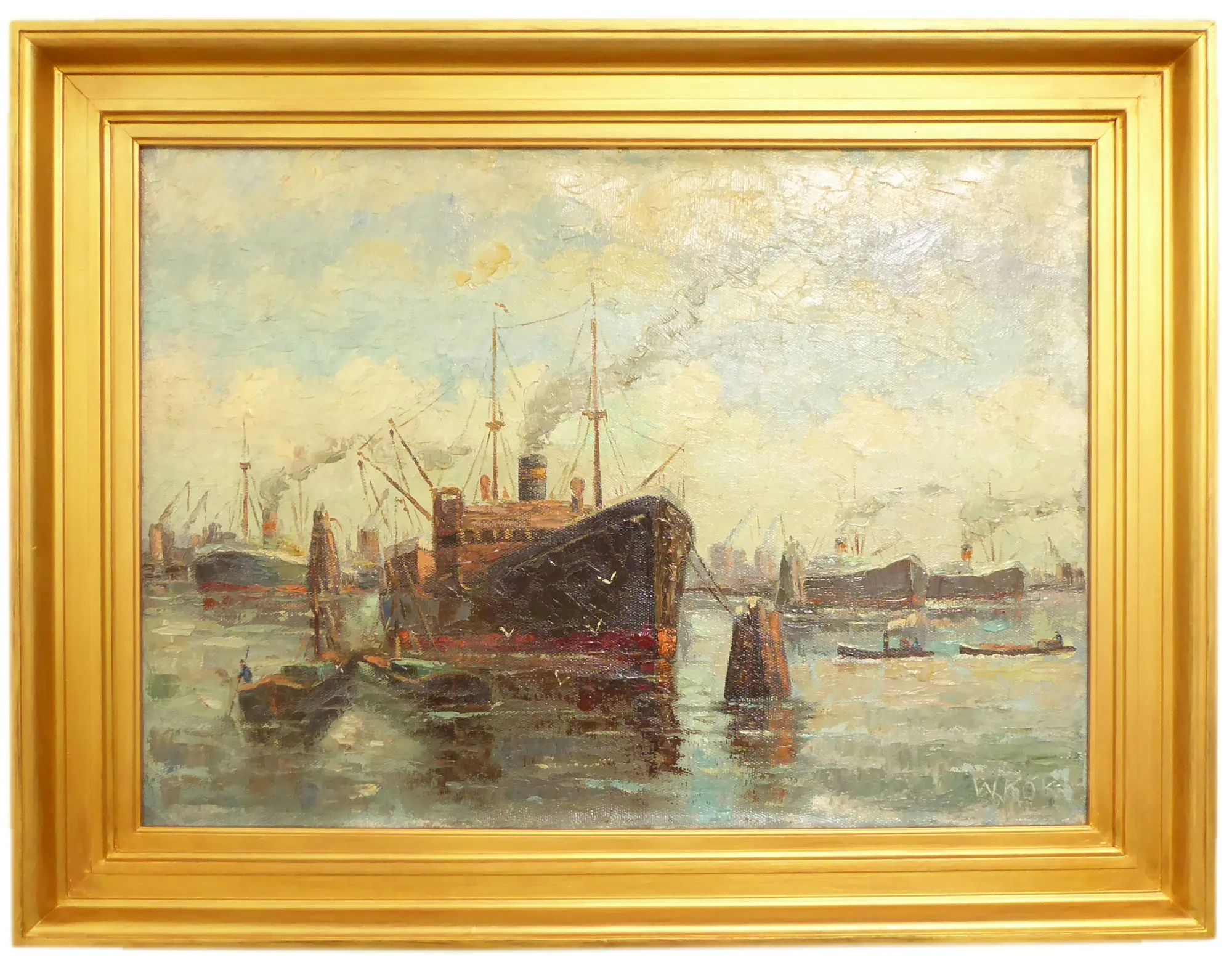 Amsterdam Harbor View Dutch painter Willem Kok