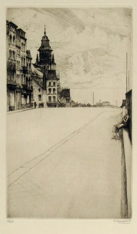 Etsen en schilderijen van de Belgische kunstenaar Désiré Naeyaert