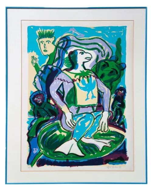 Lithograph by the Austrian artist Alfred Klinkan