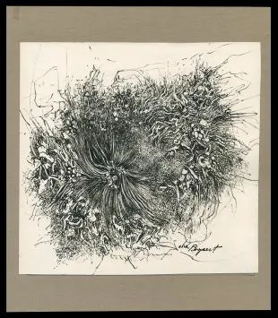 André Bogaert with an abstract work of art on paper