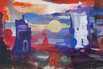 Abstract painting from 1957 Antwerp painter Bert Hildebrandt