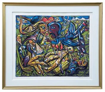 Expressionistische litho uit 1985 van Fred Bervoets kopen