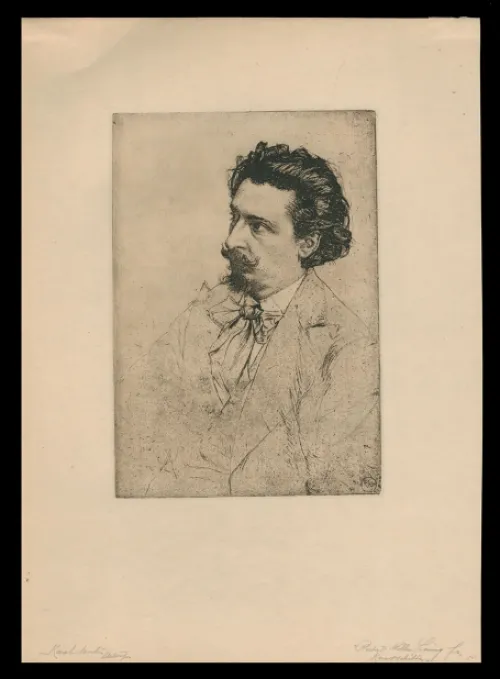 Ets van de Belgische etser schilder Charles Mertens