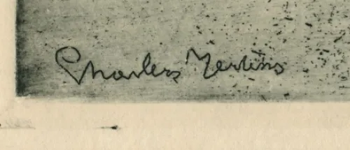 Ets van de Belgische etser schilder Charles Mertens