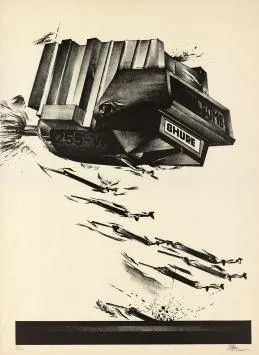 Lithograph by the Belgian artist Emiel Hoorne