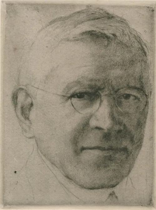 Een zelfportret van de kunstenaar, etser Louis Peeters kopen