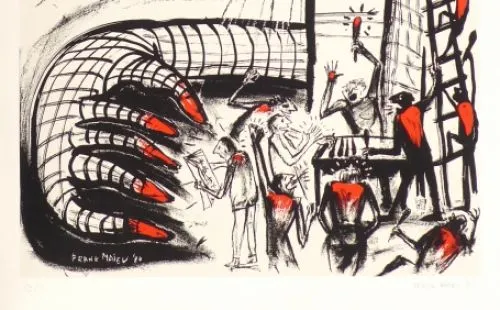 Belgische kunstenaar Frank Maieu een litho uit 1984