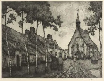 Grote ets van de Brusselse kunstenaar, etser Jef Codron kopen