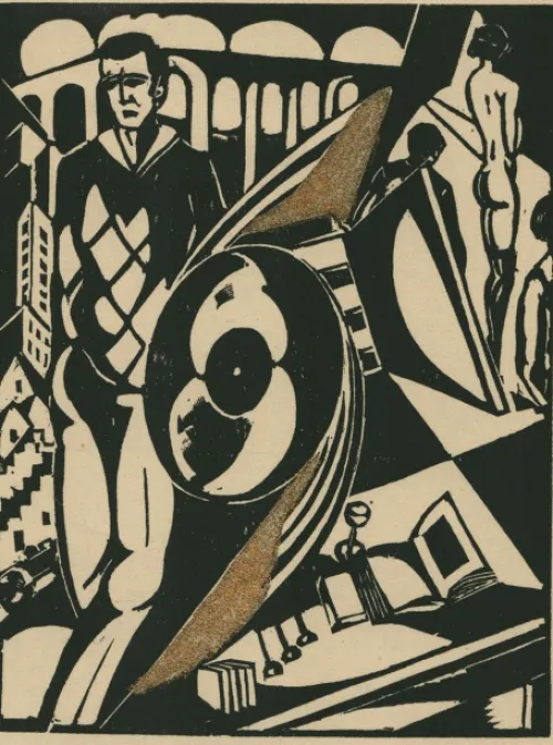 Gravure sur bois 1928 par l'artiste belge Joris Minne acheter