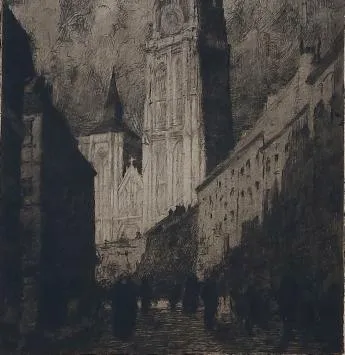 Antwerpse ets van de Belgische graficus en etser Kurt Peiser kopen