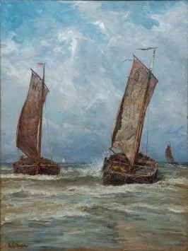 Grand tableau de bateaux d'Adrien-Charles Le Mayeur de Merprés