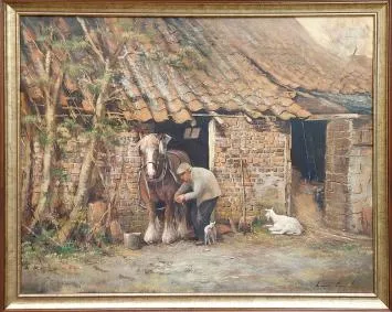 Groot schilderij van Belgische schilder Leon Engelen kopen