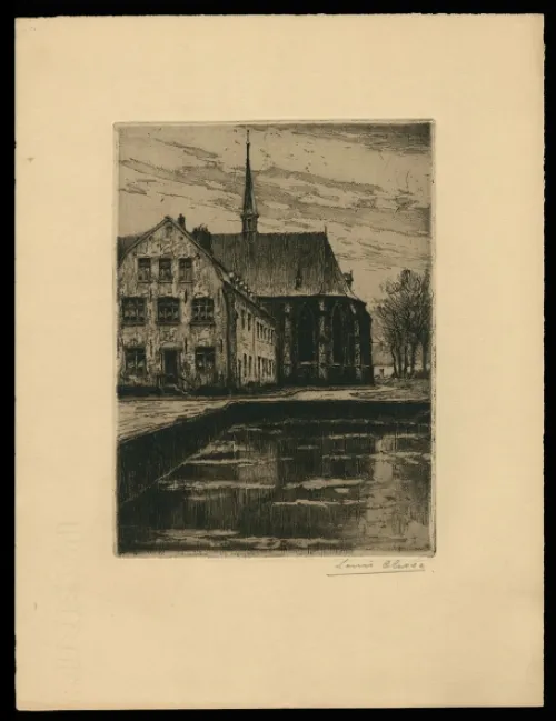 Ets l'Abbaye de la Cambre 1941 van de Belgische etser Louis Clesse