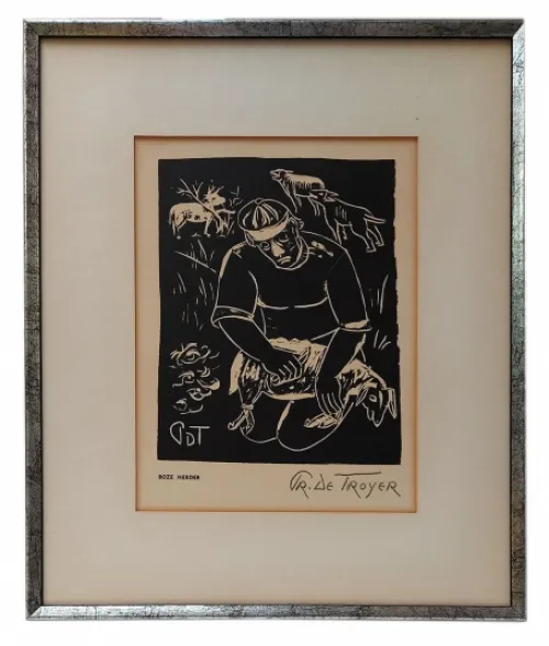 Buy linocut by the Belgian artist Prosper De Troyerer