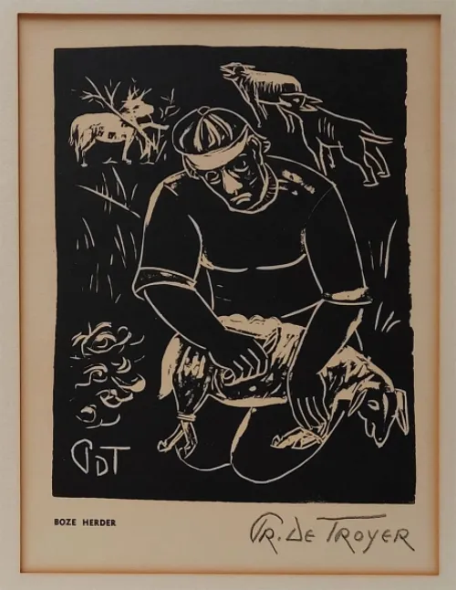 Buy linocut by the Belgian artist Prosper De Troyerer