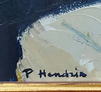 Pierre Hendrix met een olieverf schilderij, een stilleven