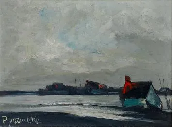 Winter landscape painted by Belgian painter P. Permeke