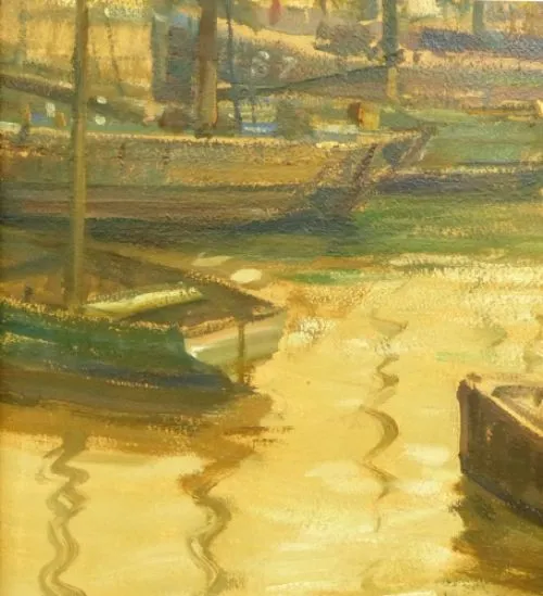 Bootje in Oostende door de schilder Pierre Verbeke