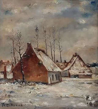 Winterlandschap uit 1949 van Belgische kunstschilder Proper De Roover