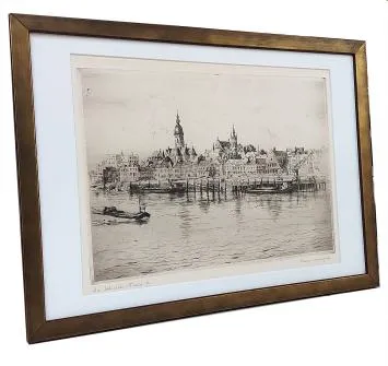 L'Escaut, acheter gravure de l'aquarelliste belge Romain Malfliet