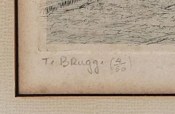 Bruges, buying a Bruges etching from the Belgian etcher Romain Malfliet