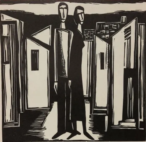 Linosnede uit 1957 van de Belgische kunstenaar Theo Humblet kopen